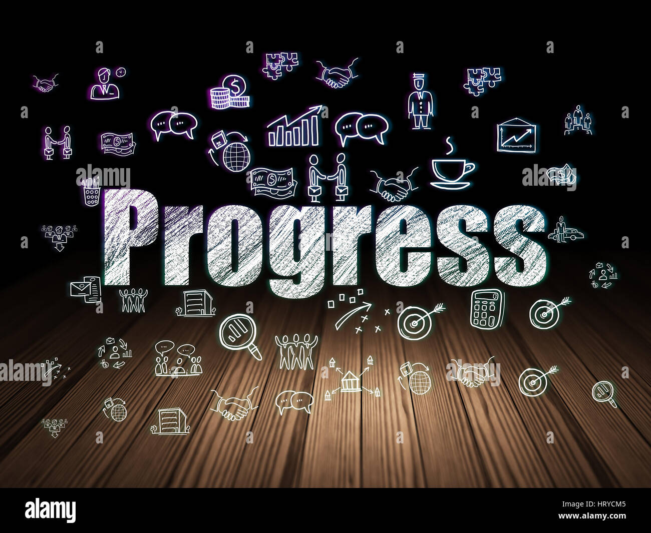 Business concept: Progress in grunge dark room Stock Photo - Alamy