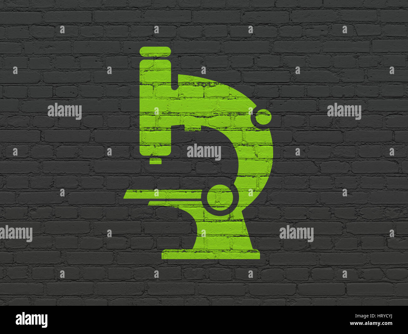 Science concept: Microscope on wall background Stock Photo - Alamy