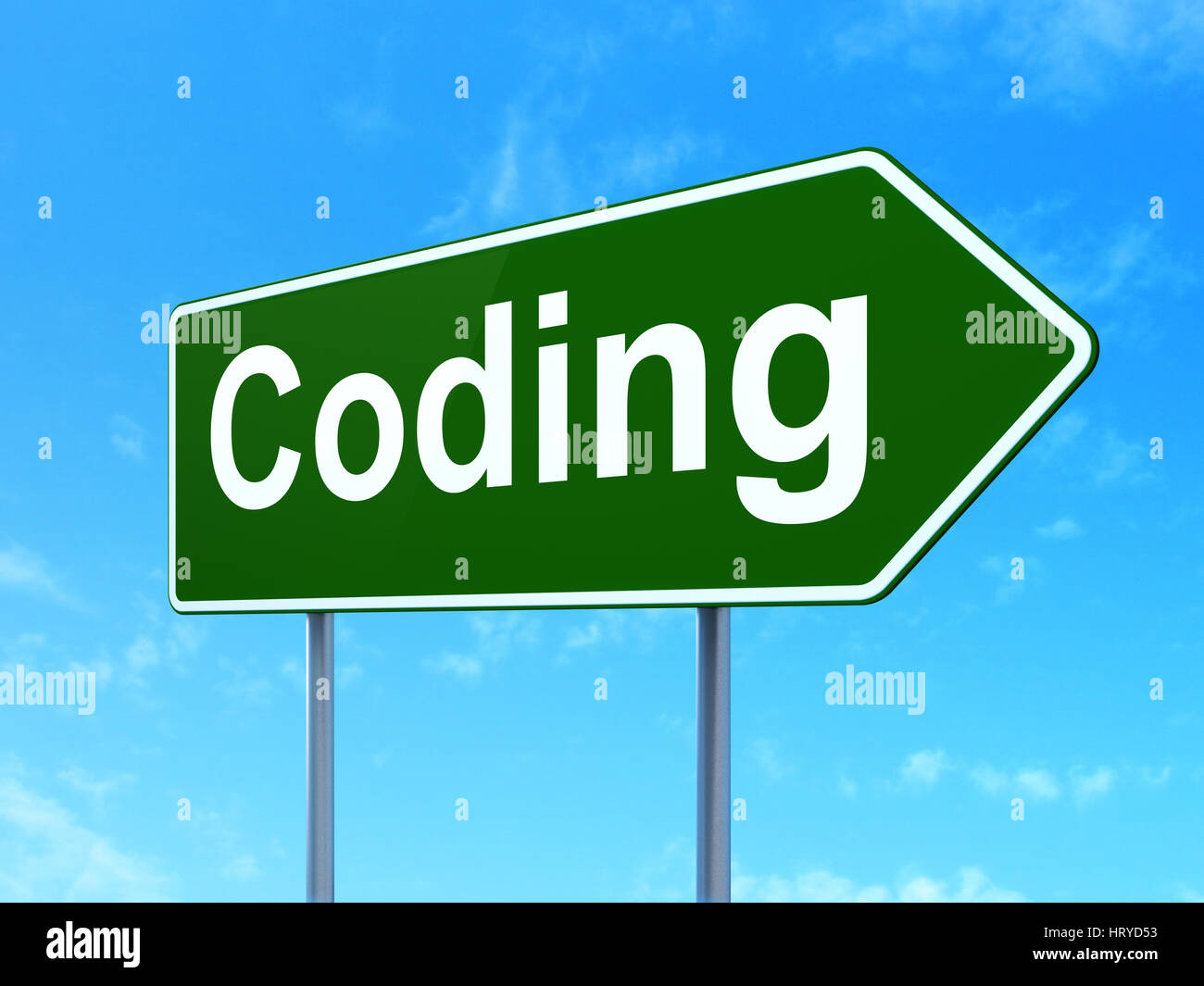 Software concept: Coding on road sign background Stock Photo - Alamy