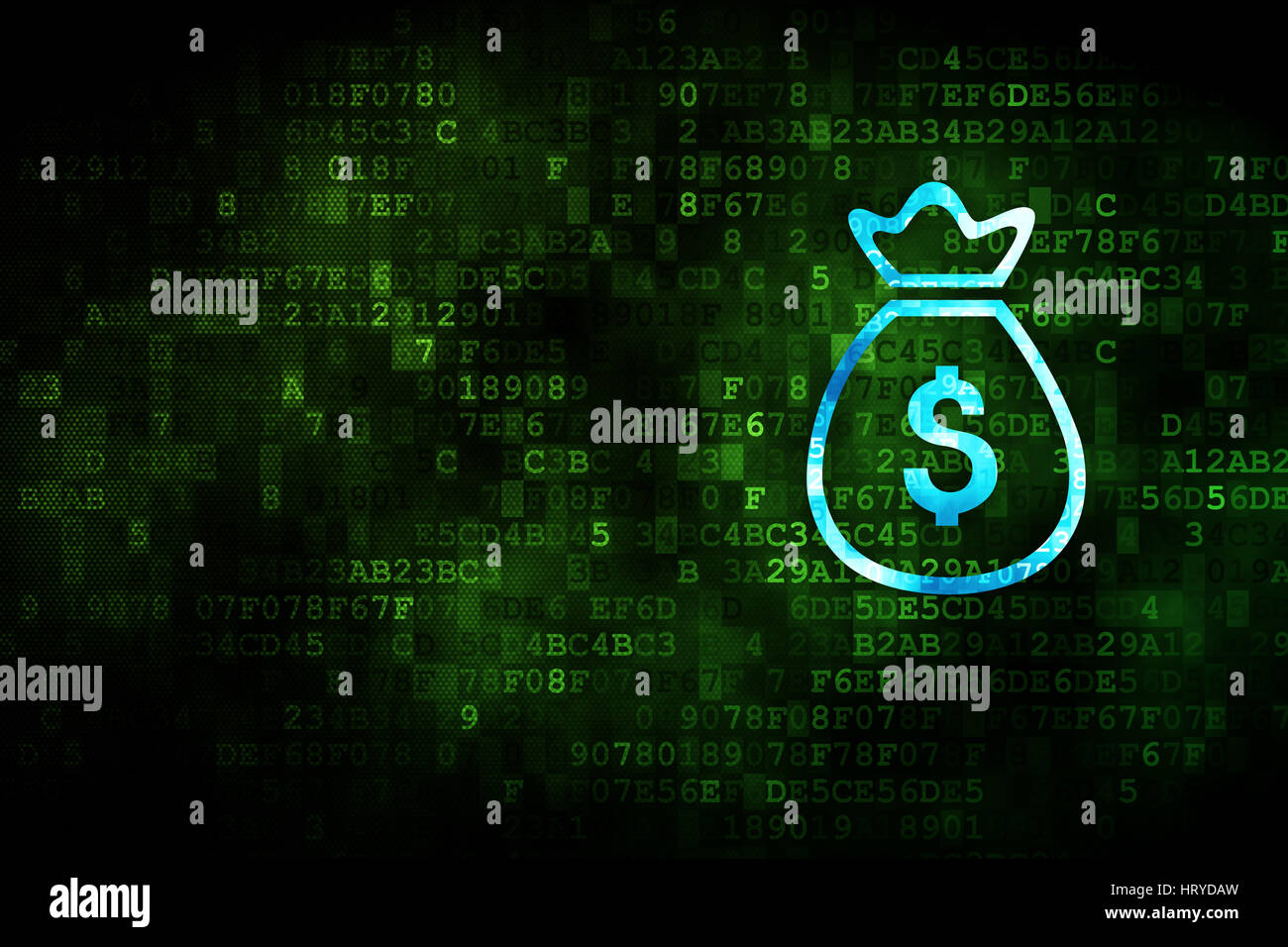 Currency concept: Money Bag on digital background Stock Photo - Alamy