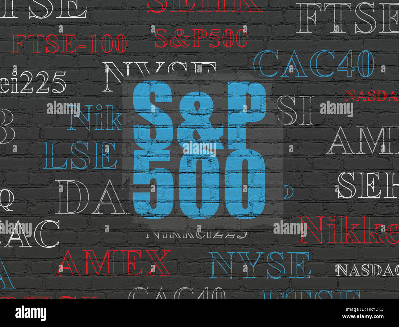 Stock market indexes concept: S&P 500 on wall background Stock Photo ...