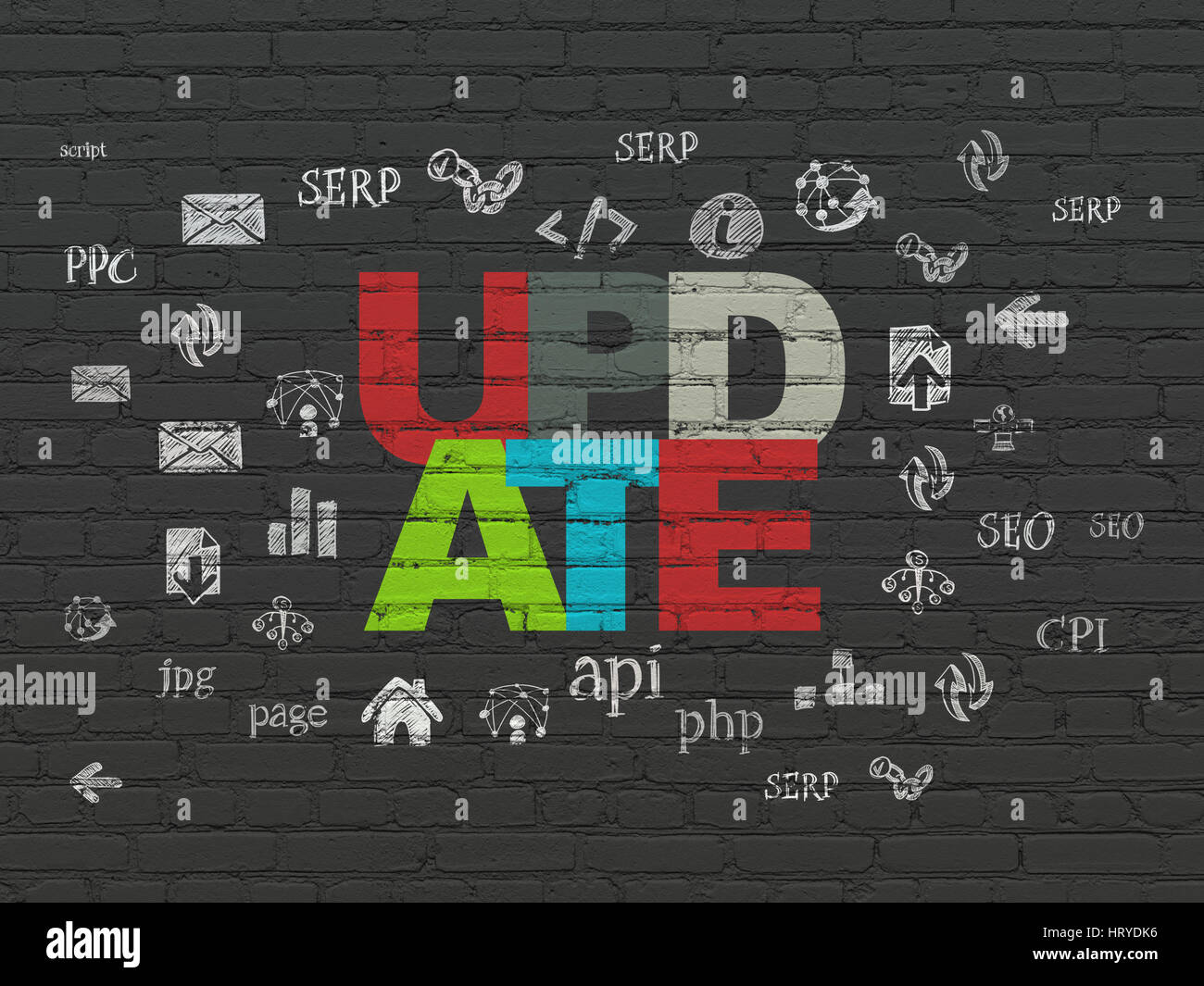Web development concept: Update on wall background Stock Photo - Alamy