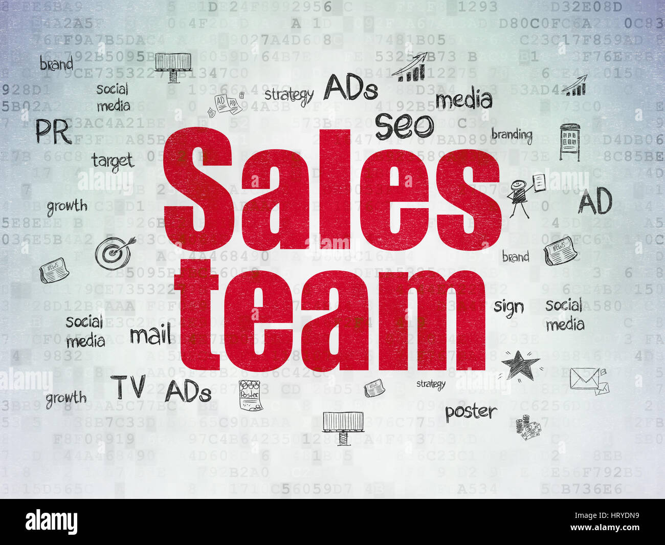 Advertising concept: Sales Team on Digital Data Paper background Stock ...