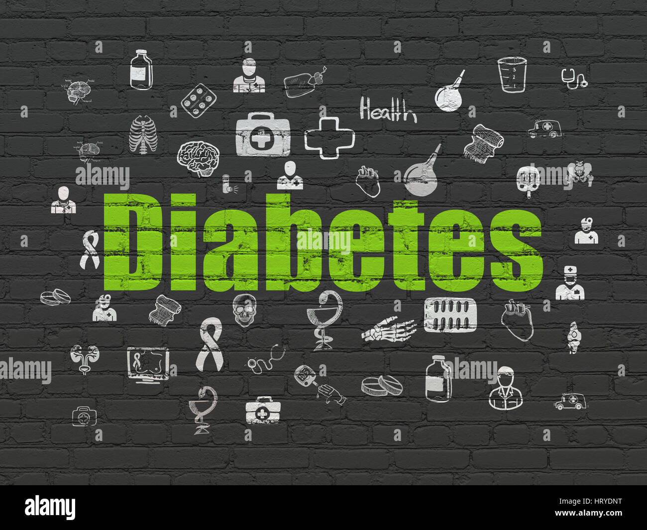 Medicine concept: Diabetes on wall background Stock Photo - Alamy