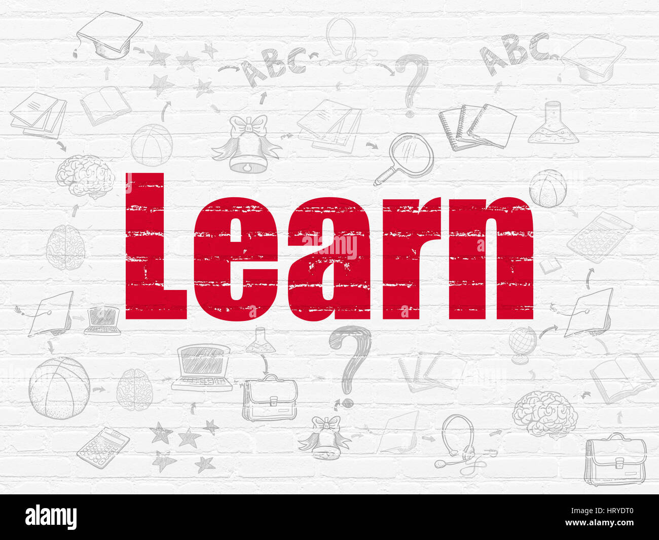 Studying concept: Learn on wall background Stock Photo - Alamy