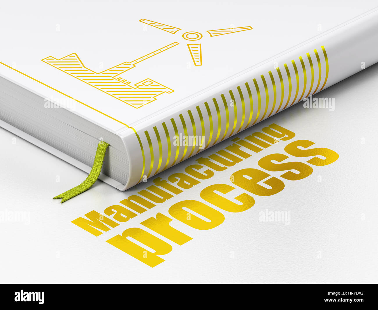 Manufacuring concept: book Windmill, Manufacturing Process on white ...