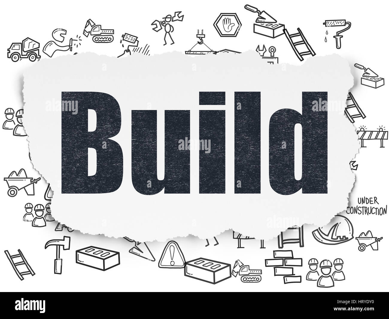 Construction concept: Build on Torn Paper background Stock Photo - Alamy