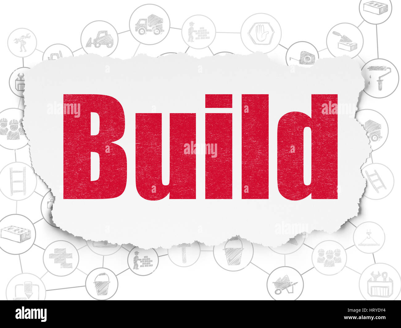 Construction concept: Build on Torn Paper background Stock Photo - Alamy