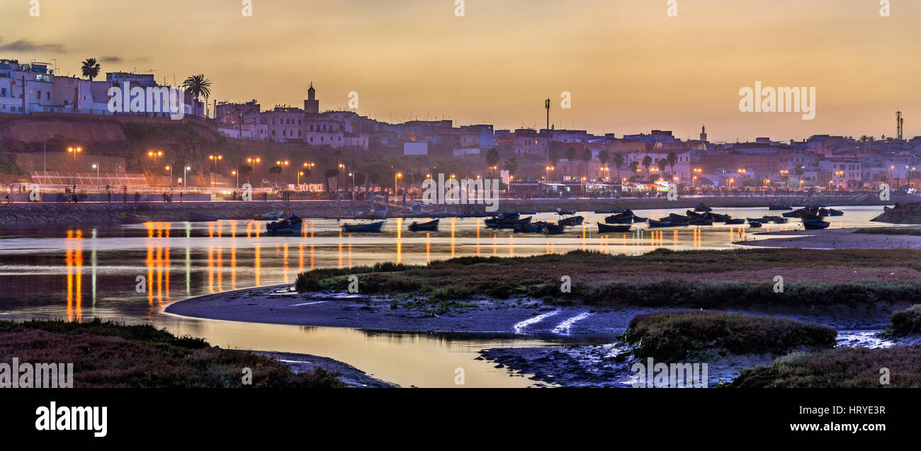 Sunset above Rabat and the Bou Regreg river, Morocco Stock Photo - Alamy
