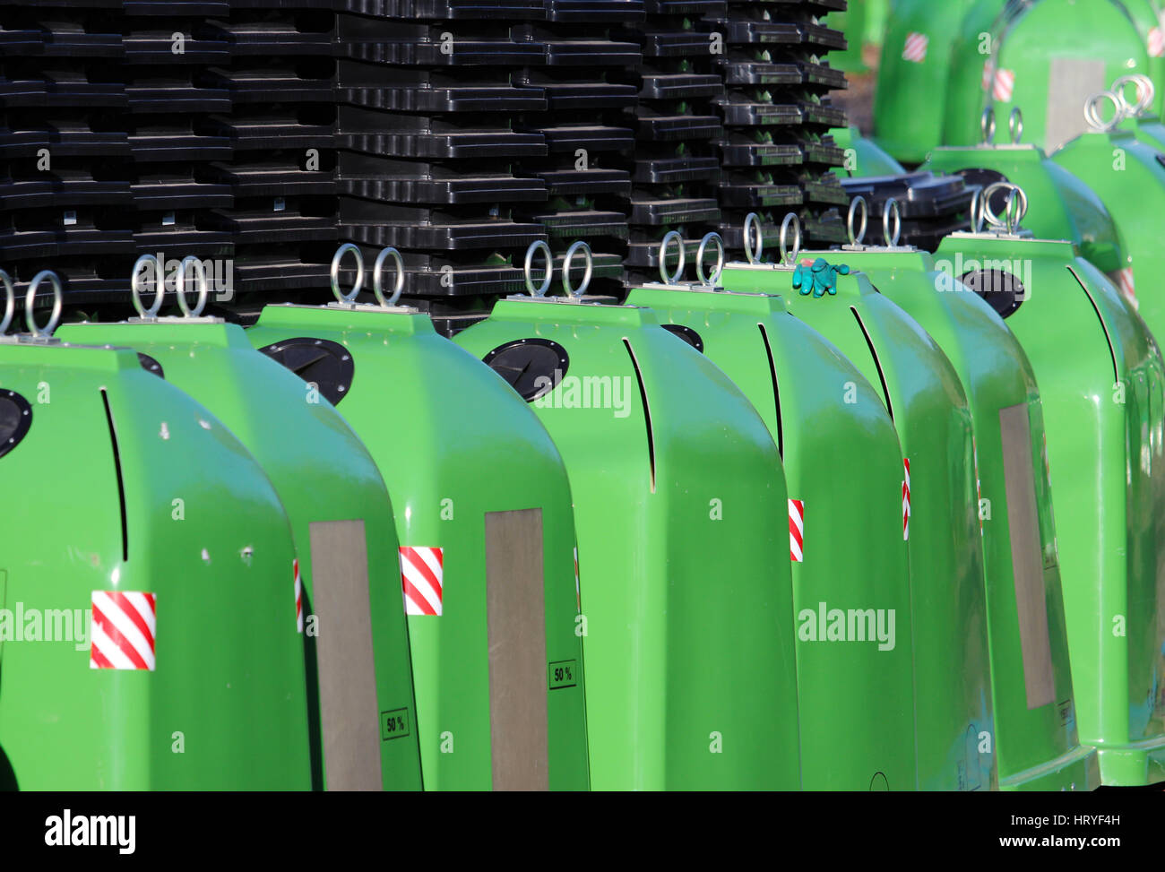group of new garbage bins on the street Stock Photo - Alamy