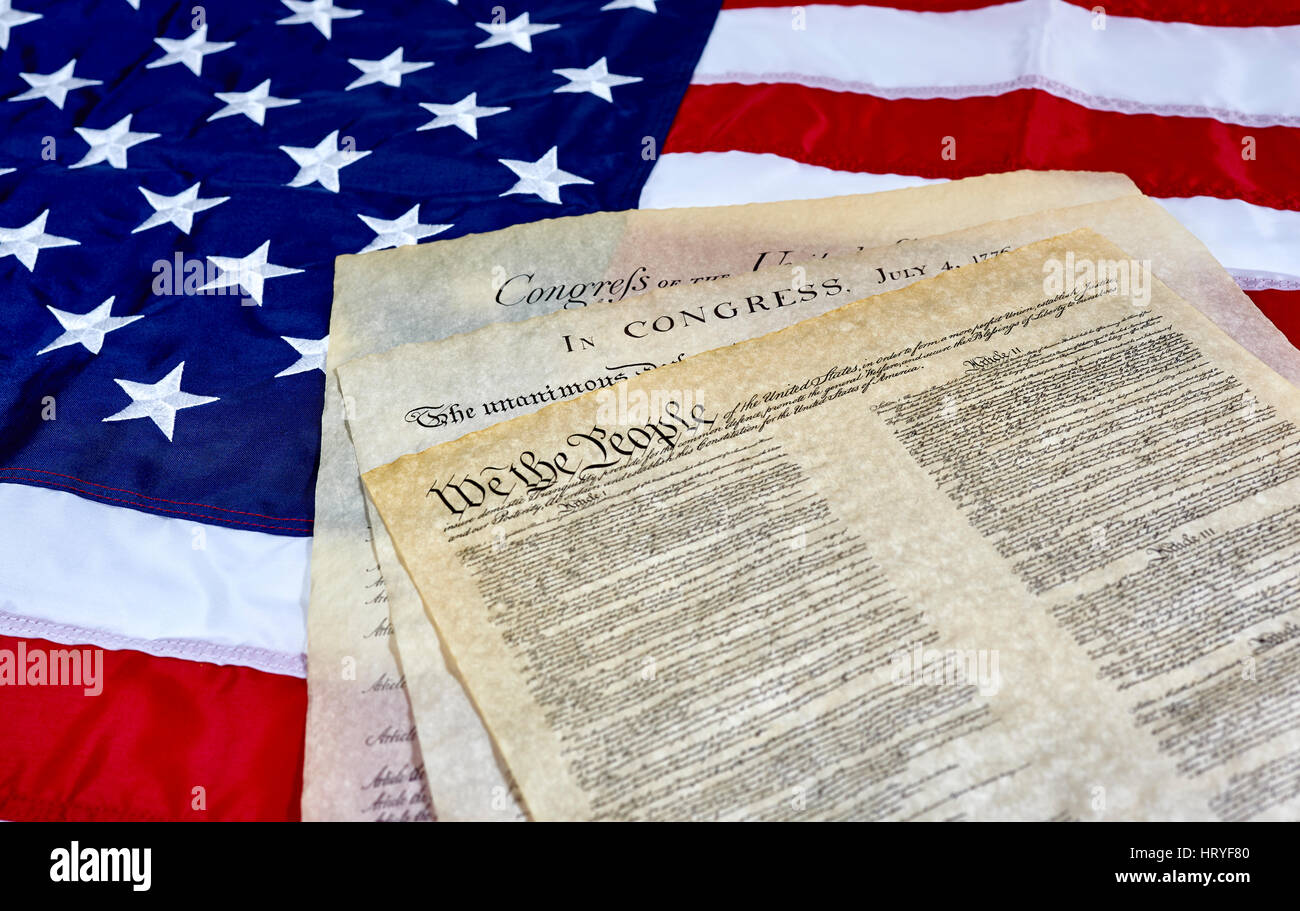 US Constitution with Bill of Rights and Declaration of Independence on ...