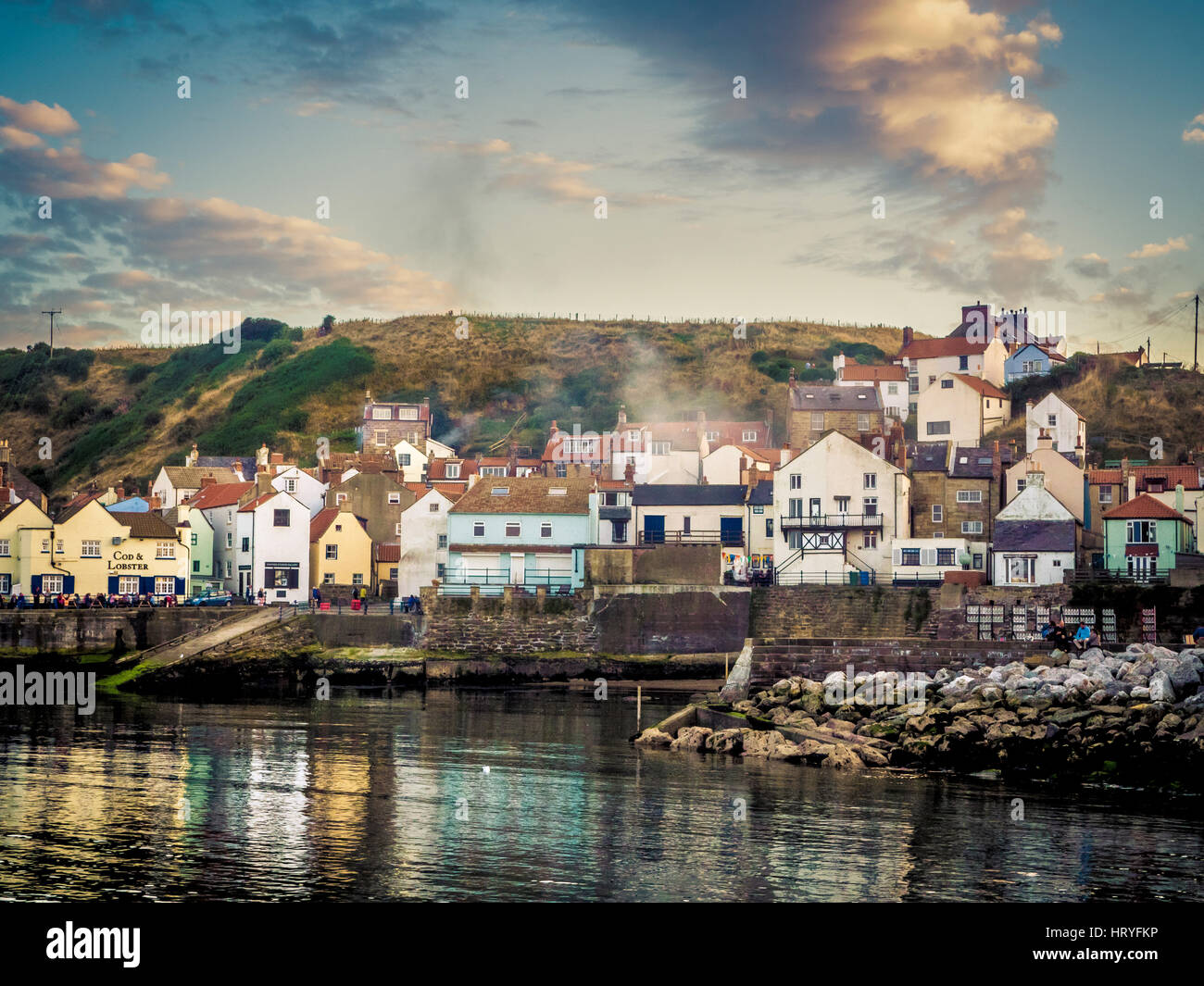 Harbour front buildings at Staithes, North Yorkshire, UK Stock Photo ...