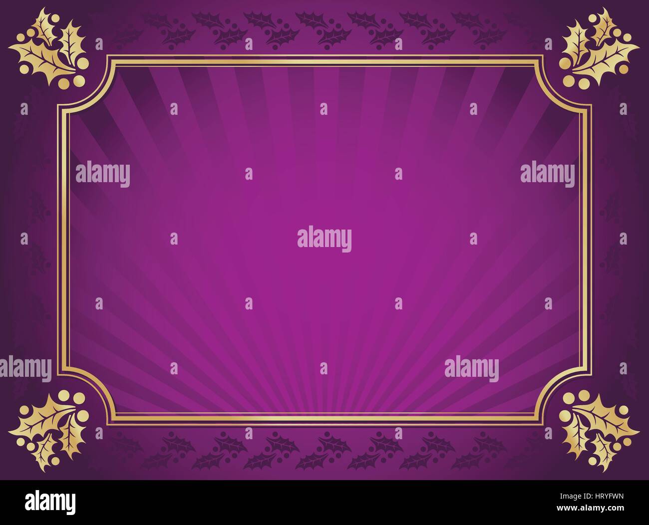 Lustrous Purple and Gold Elegant Holly Trimmed Background Stock Vector ...