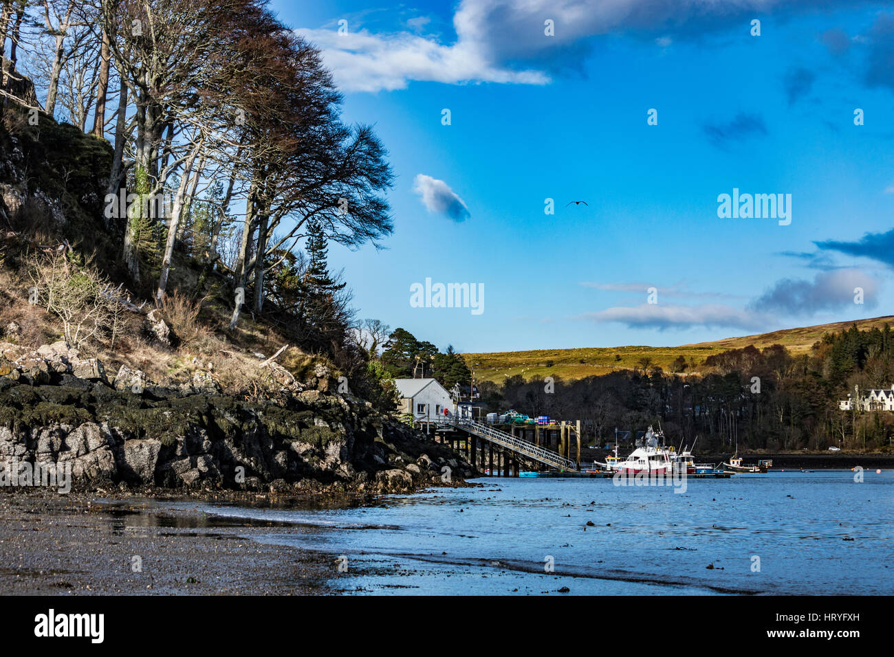 Reverse view of Portree Harbour pier, from the other side of 'The Lump ...