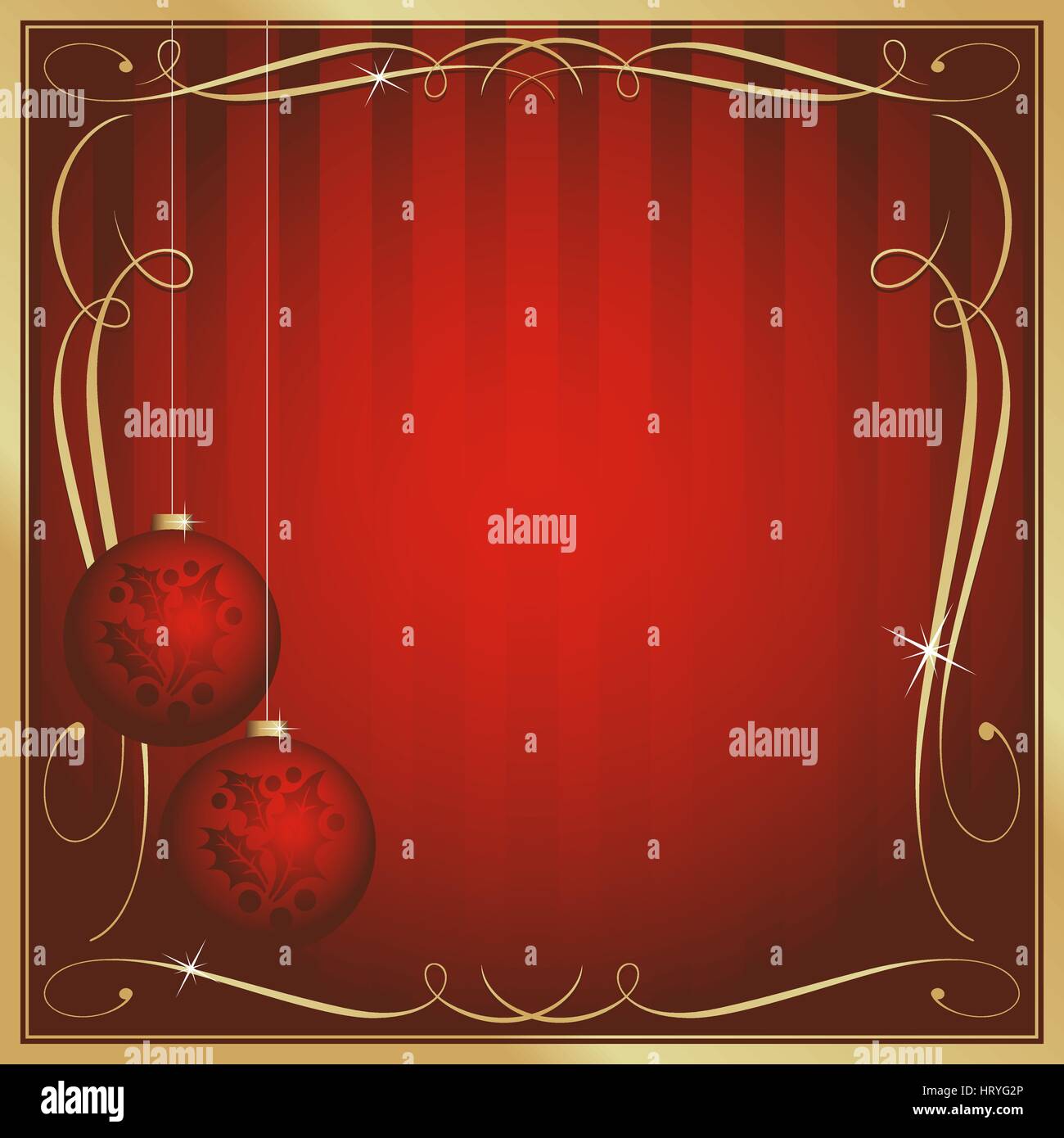 Ornate Red Christmas Card or Tag with Ornament and Copy Room Stock ...