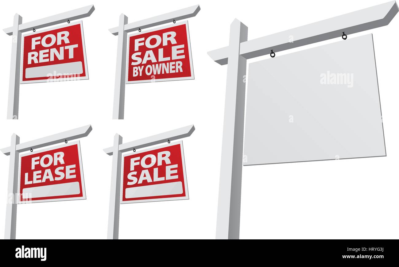 Set of Various Right Facing Vector Real Estate Signs - Blank, For Sale ...