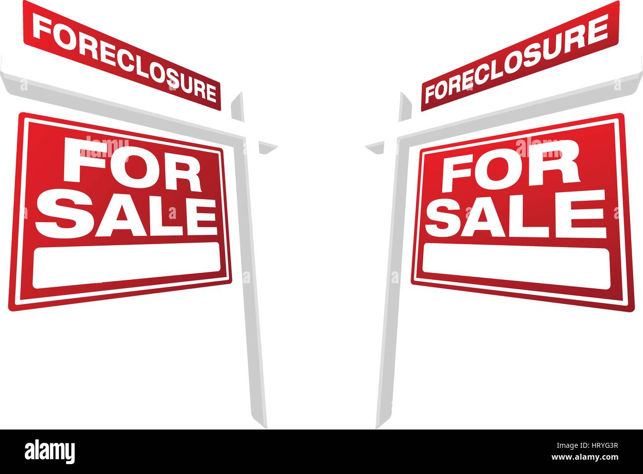 Pair of Foreclosure For Sale Real Estate Signs In Perspective Stock ...