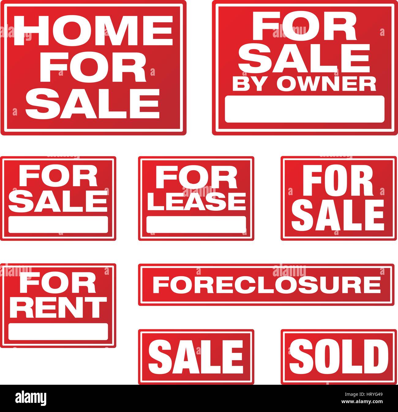 Various Red Vector Real Estate and Business Signs on White Stock Vector ...