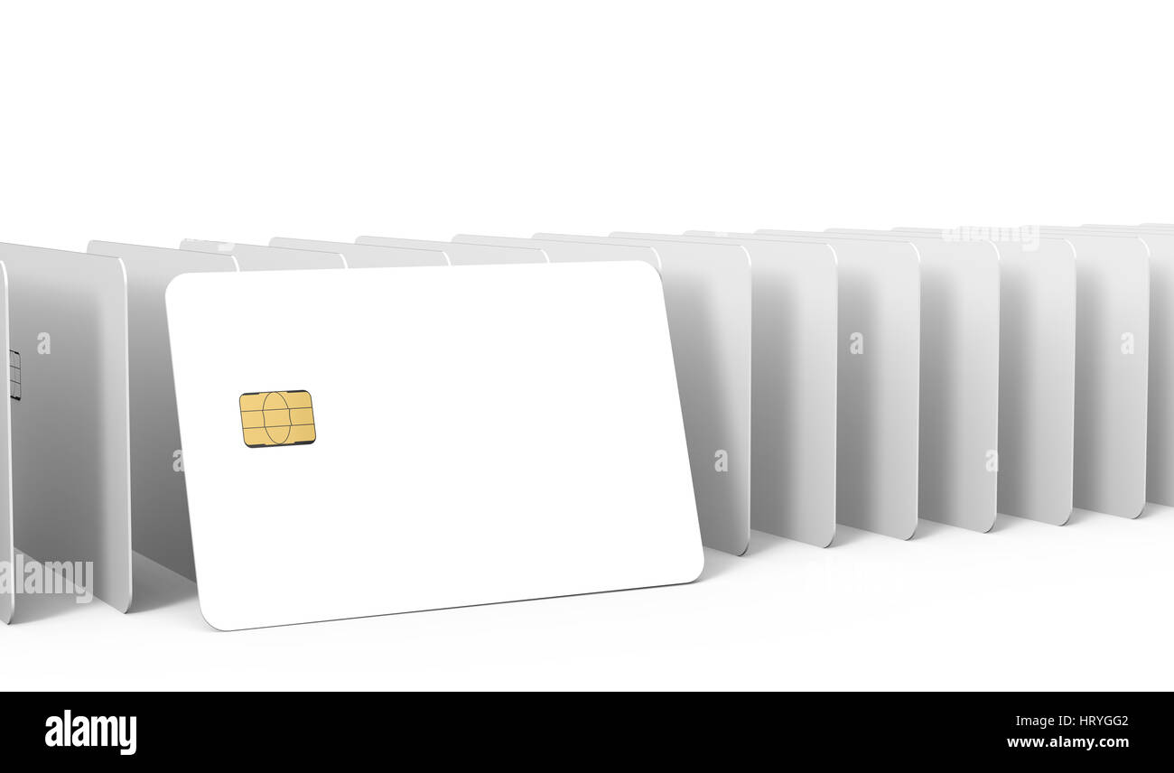 a white card leaning on countless blank white chip card models, 3d ...