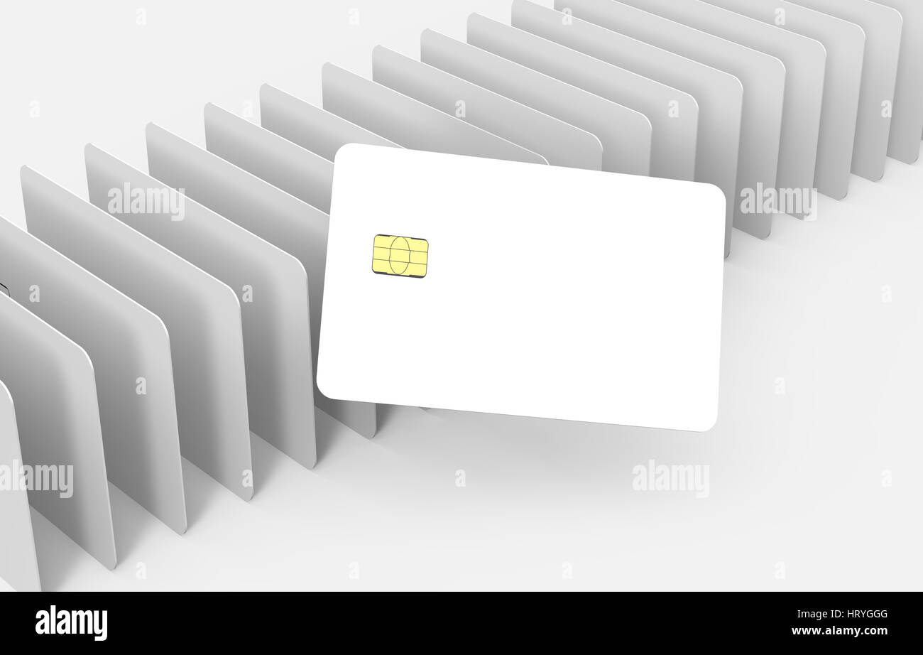 a white card leaning on countless blank white chip card models, 3d ...