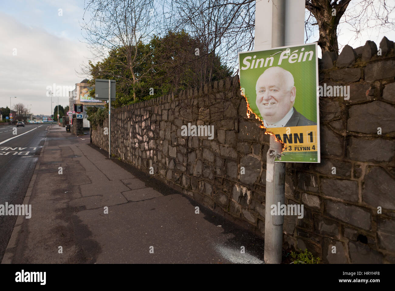 Falls Road, Belfast, UK. 5th March 2017. A Sinn Fein Election Poster ...