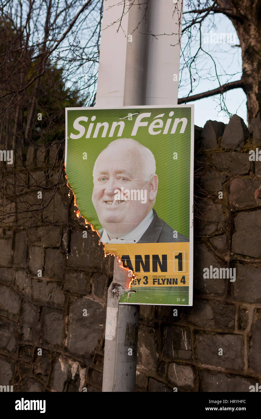 Falls Road, Belfast, UK. 5th March 2017. A Sinn Fein Election Poster ...