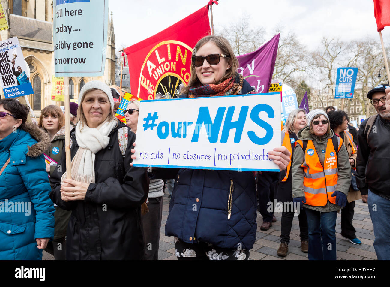 London, United Kingdom - March 4, 2017: March 4th March for the NHS. A ...
