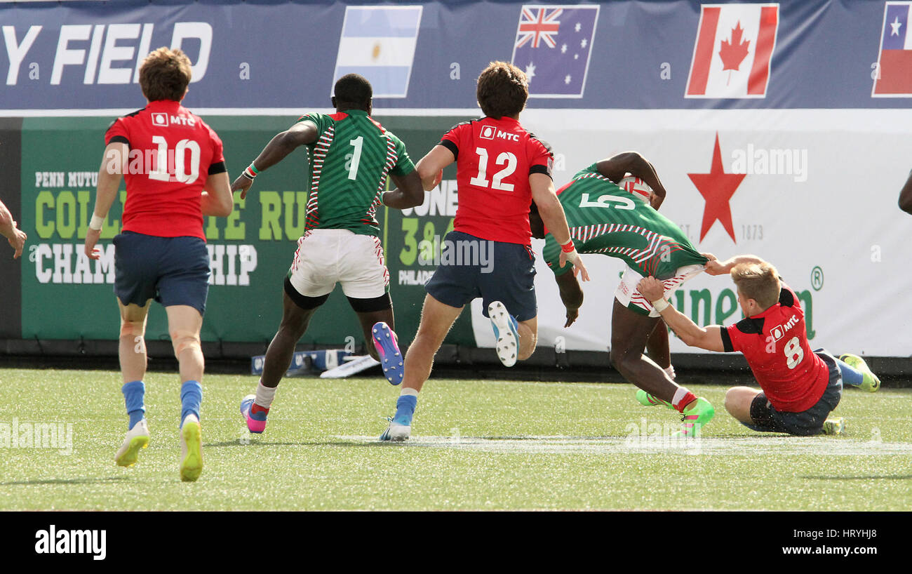 Las Vegas, Nevada, USA. 5th Mar, 2017. Kenyan and Russian Rugby players ...