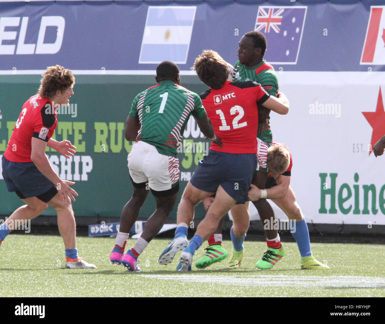 Las Vegas, Nevada, USA. 5th Mar, 2017. Kenyan and Russian Rugby players ...