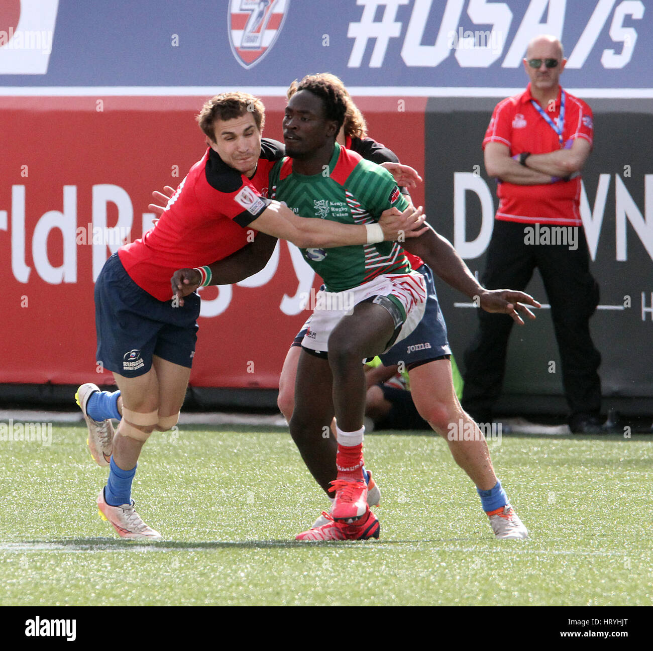 Las Vegas, Nevada, USA. 5th Mar, 2017. Kenyan and Russian Rugby players ...