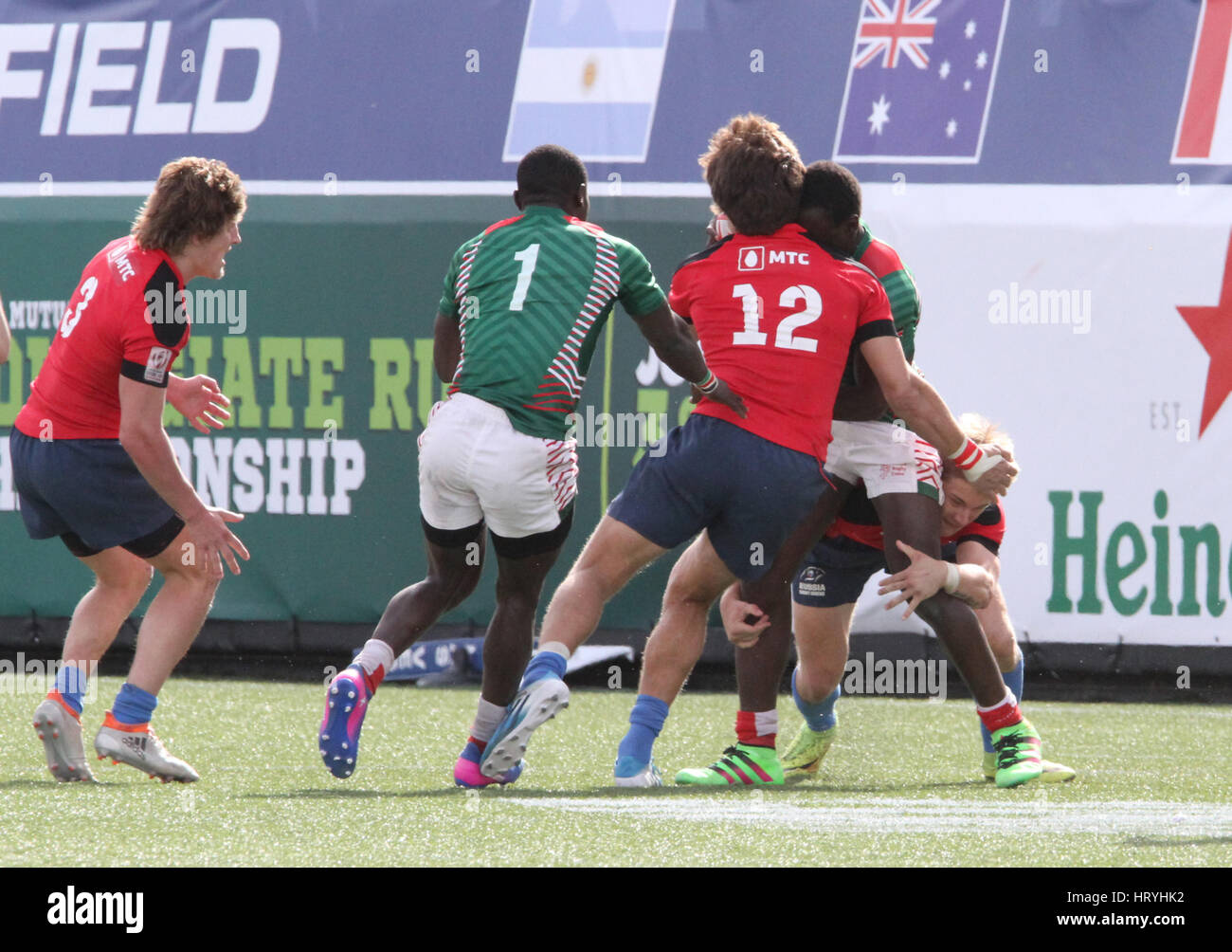 Las Vegas, Nevada, USA. 5th Mar, 2017. Kenyan and Russian Rugby players ...