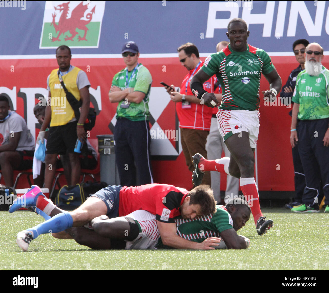 Las Vegas, Nevada, USA. 5th Mar, 2017. Kenyan and Russian Rugby players ...