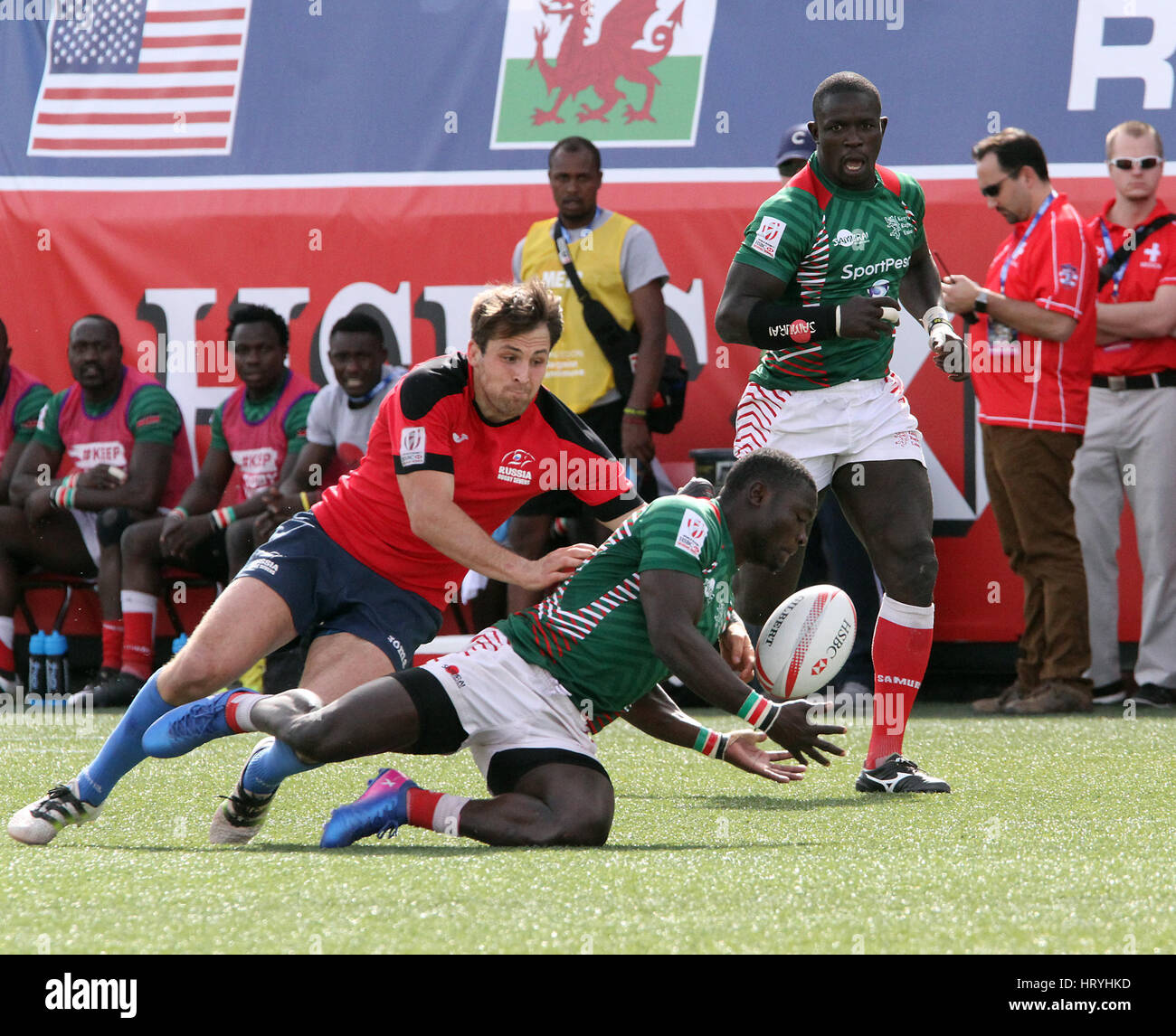 Las Vegas, Nevada, USA. 5th Mar, 2017. Kenyan and Russian Rugby players ...