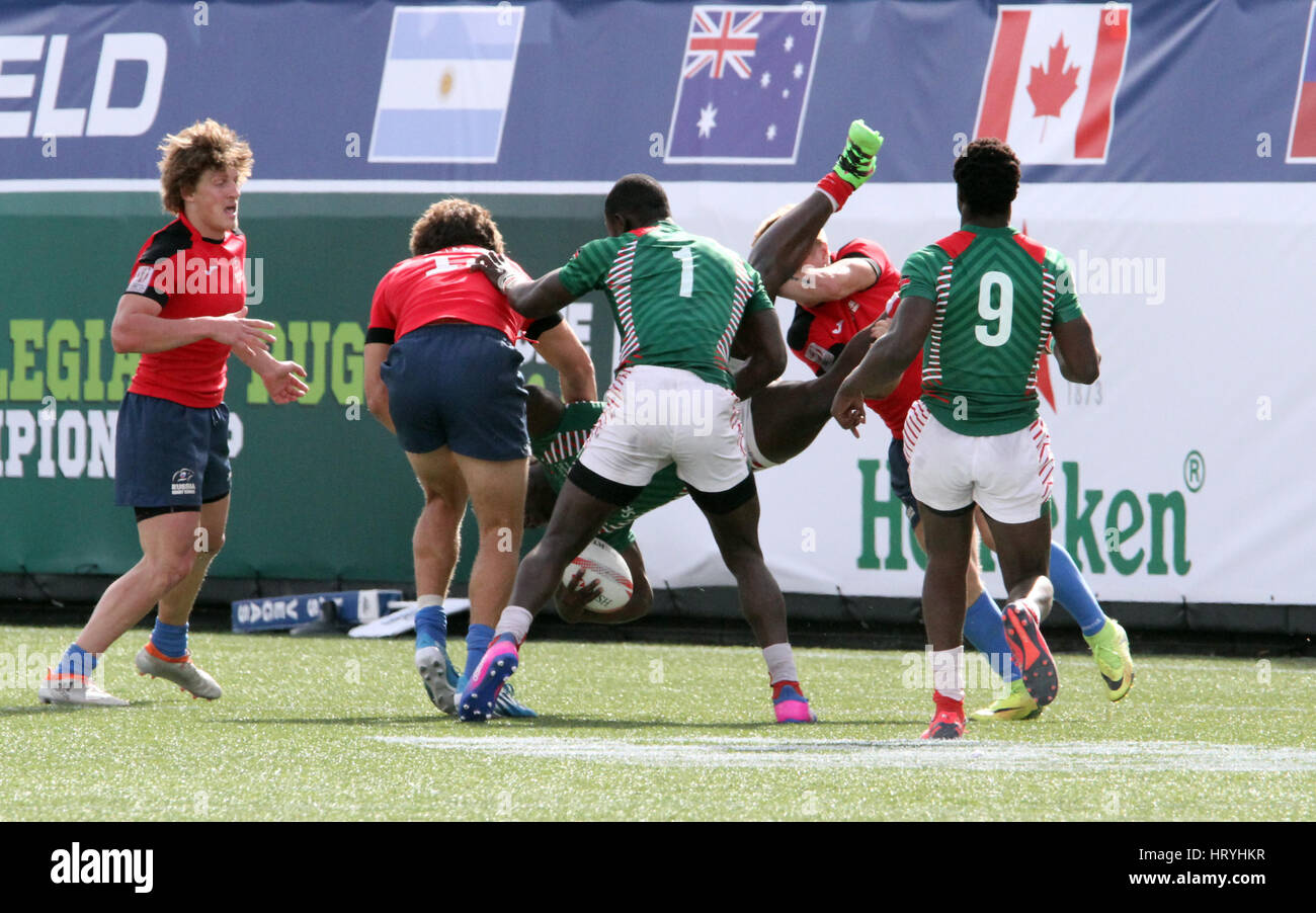 Las Vegas, Nevada, USA. 5th Mar, 2017. Kenyan and Russian Rugby players ...