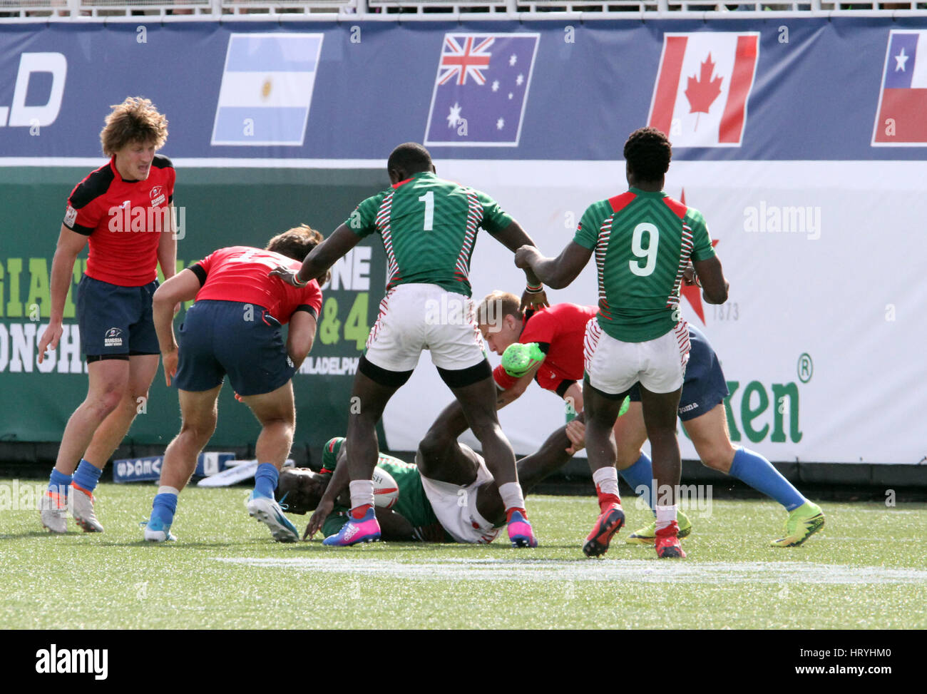 Las Vegas, Nevada, USA. 5th Mar, 2017. Kenyan and Russian Rugby players ...