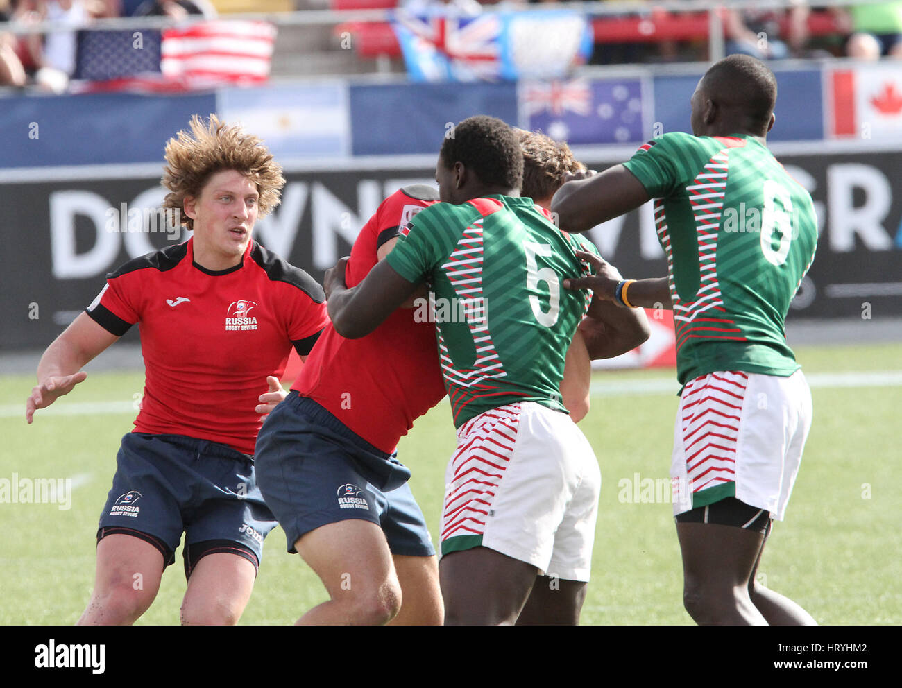 Las Vegas, Nevada, USA. 5th Mar, 2017. Kenyan and Russian Rugby players ...