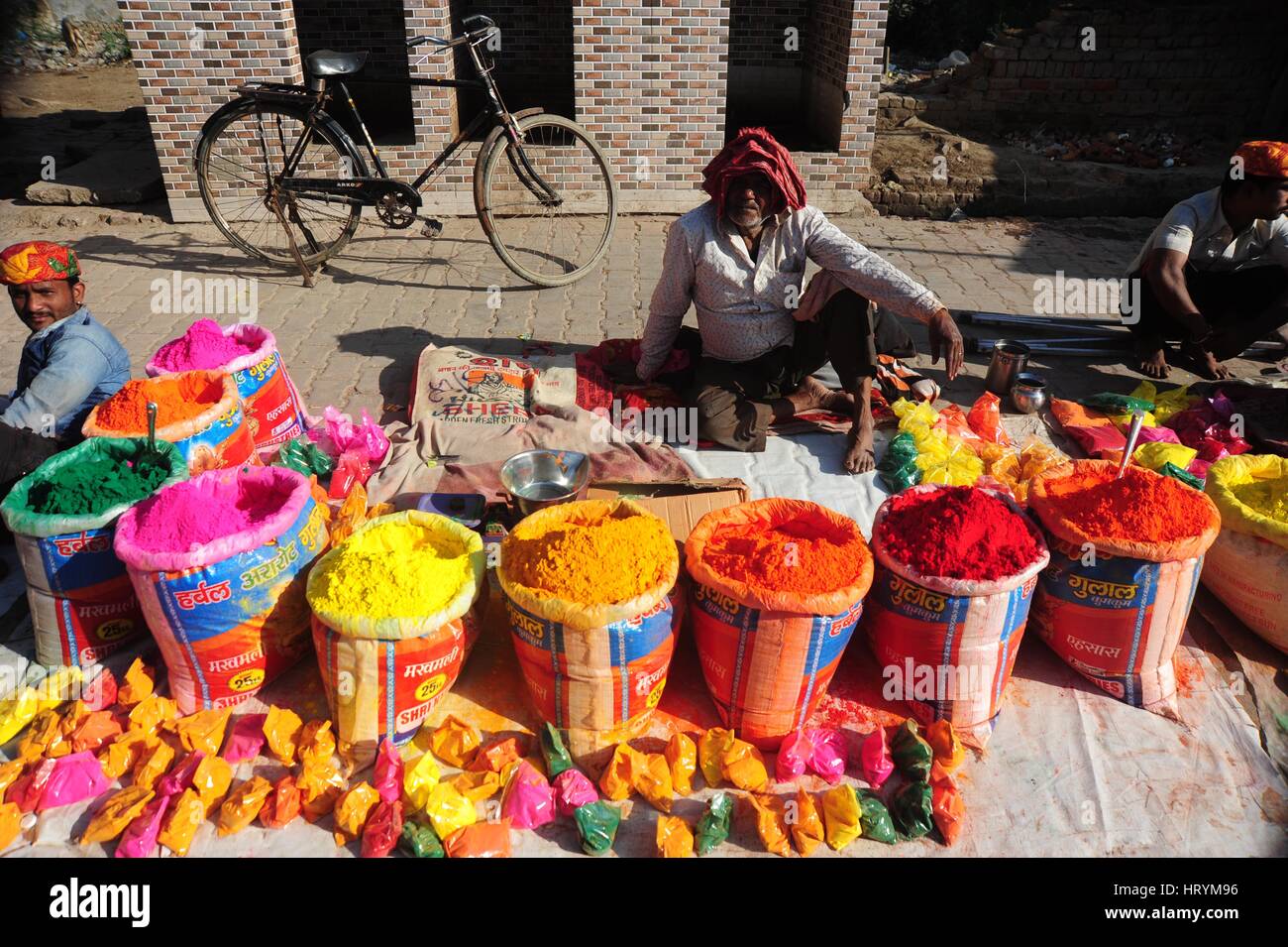 Holi festival at a temple near mathura hi-res stock photography and ...