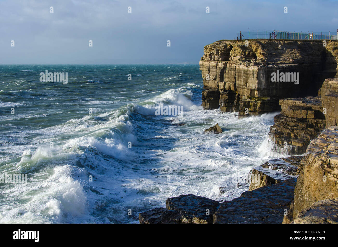 Portland Bill, Dorset, UK. 5th March 2017. UK Weather. Large stormy ...
