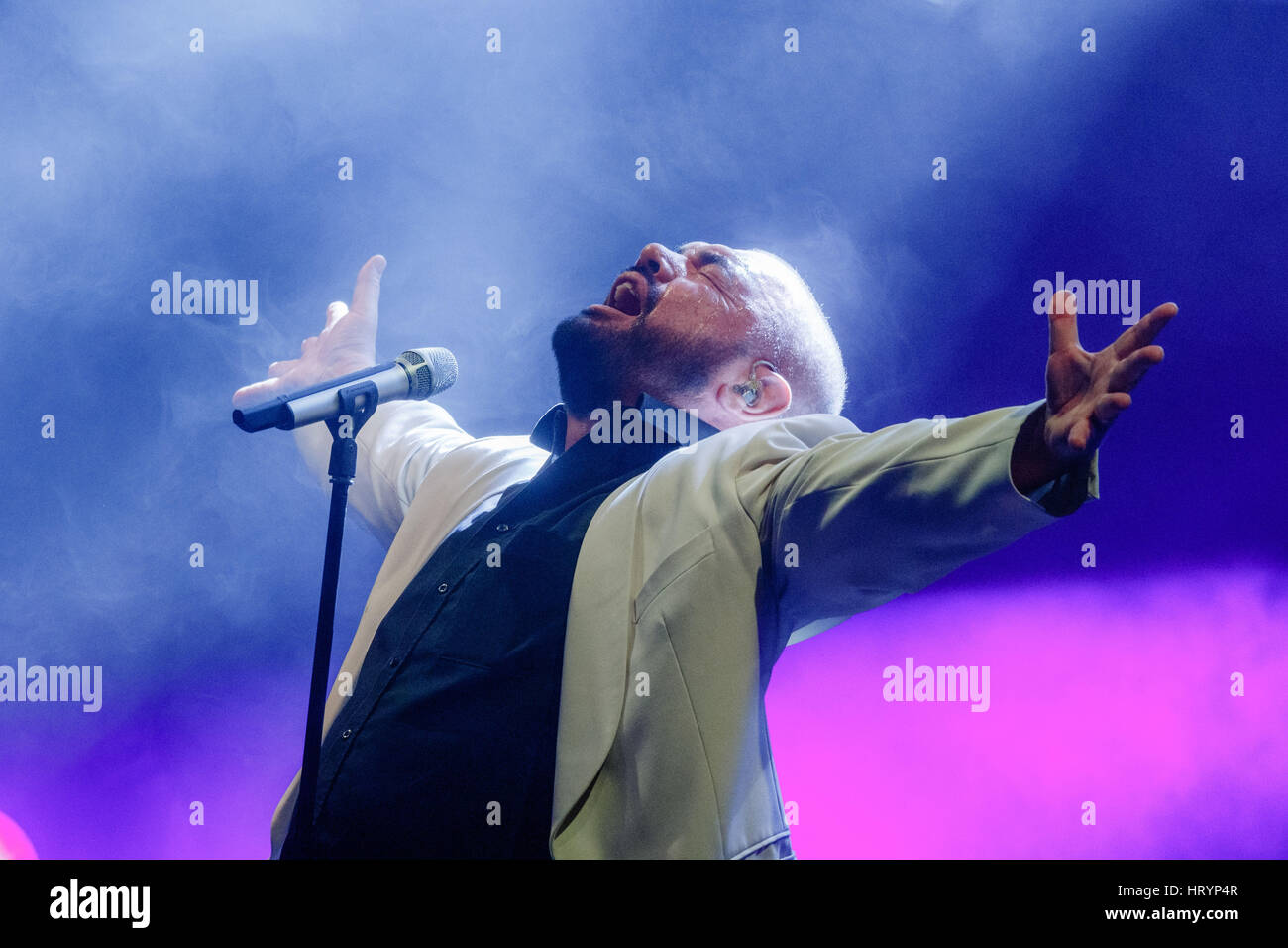 Singer Marian Gold from the band Alphaville performing in Hamburg ...