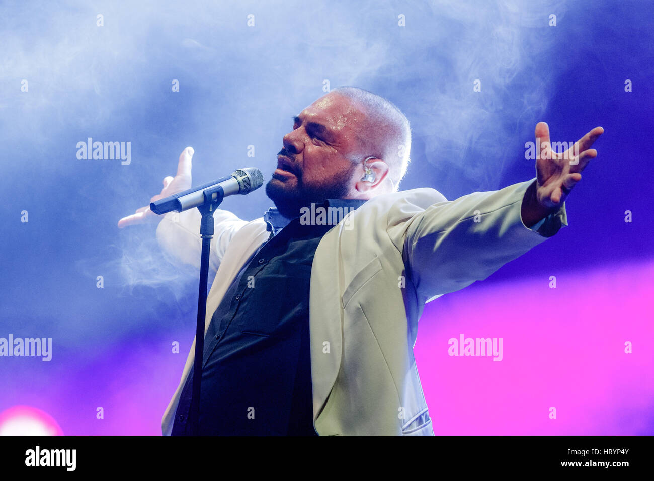 Singer Marian Gold from the band Alphaville performing in Hamburg ...