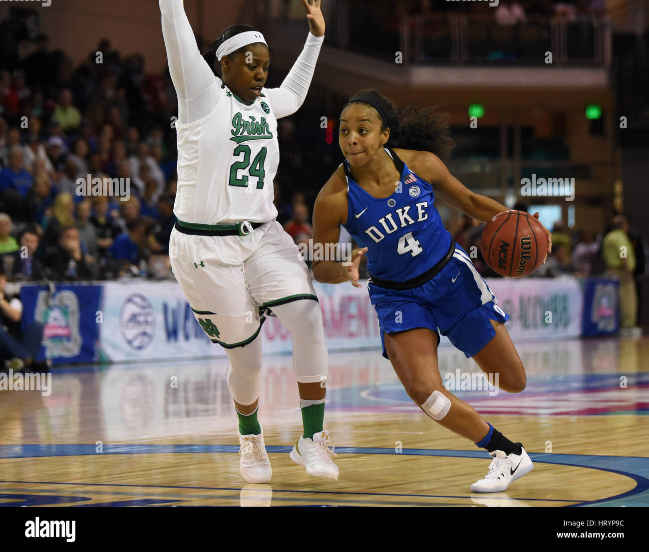 CONWAY, SC - MARCH 05: Duke Blue Devils guard Lexie Brown (4) drives ...