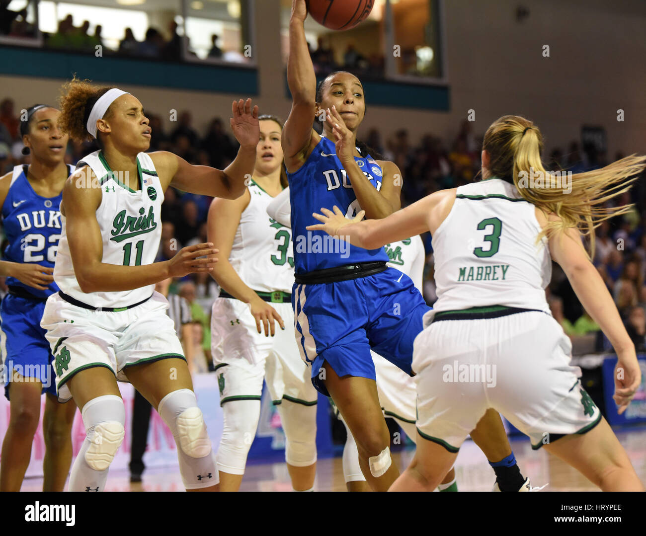 CONWAY, SC - MARCH 05: Duke Blue Devils guard Lexie Brown (4) passes ...