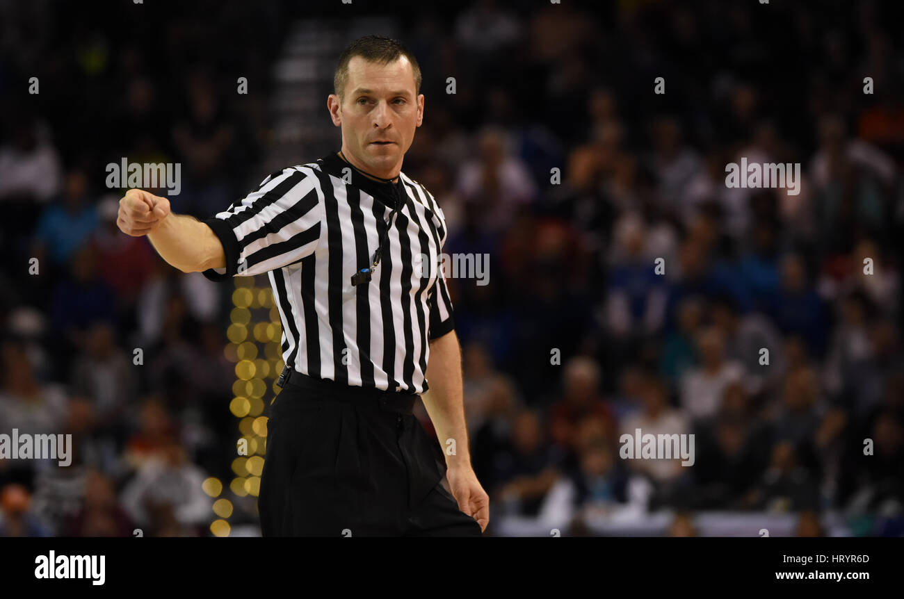 CONWAY, SC - MARCH 05: Referee Joe Vaszily makes a call during the game ...