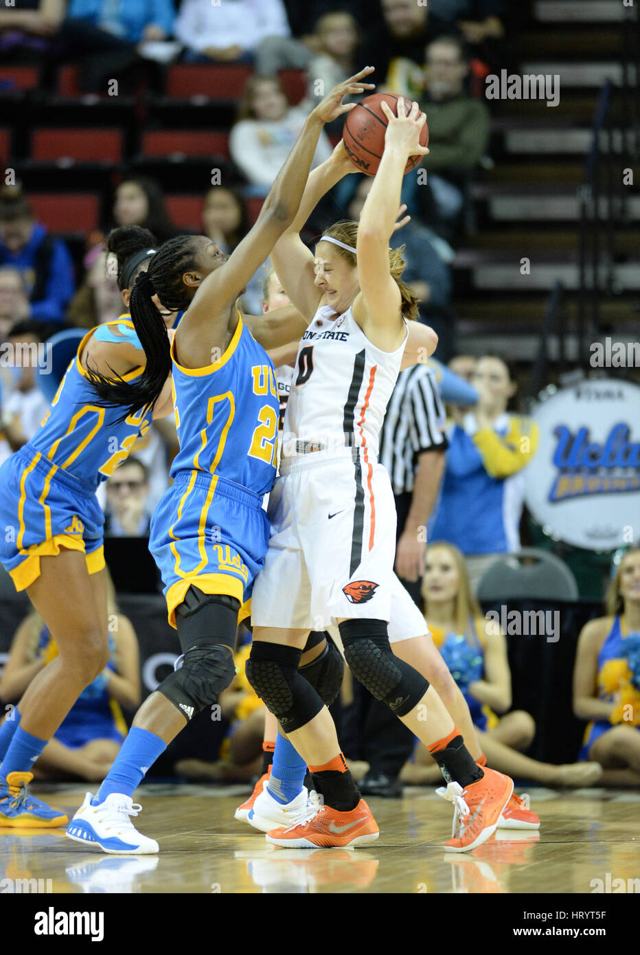 Seattle, WA, USA. 4th Mar, 2017. UCLA's Kennedy Burke (22) defends ...