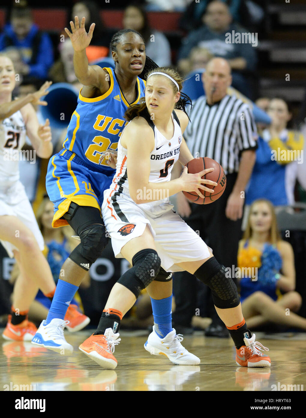 Seattle, WA, USA. 4th Mar, 2017. UCLA's Kennedy Burke (22) defends ...