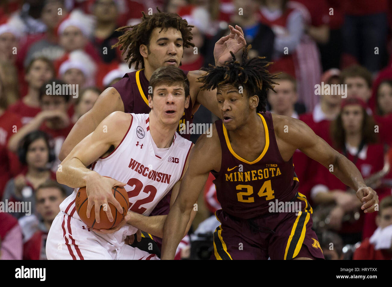 Madison, WI, USA. 5th Mar, 2017. Wisconsin Badgers forward Ethan Happ ...