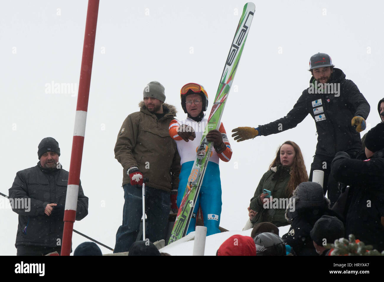 Calgary, Alberta, CAN. 5th Mar, 2017. Eddie 'the Eagle' Edwards heads ...