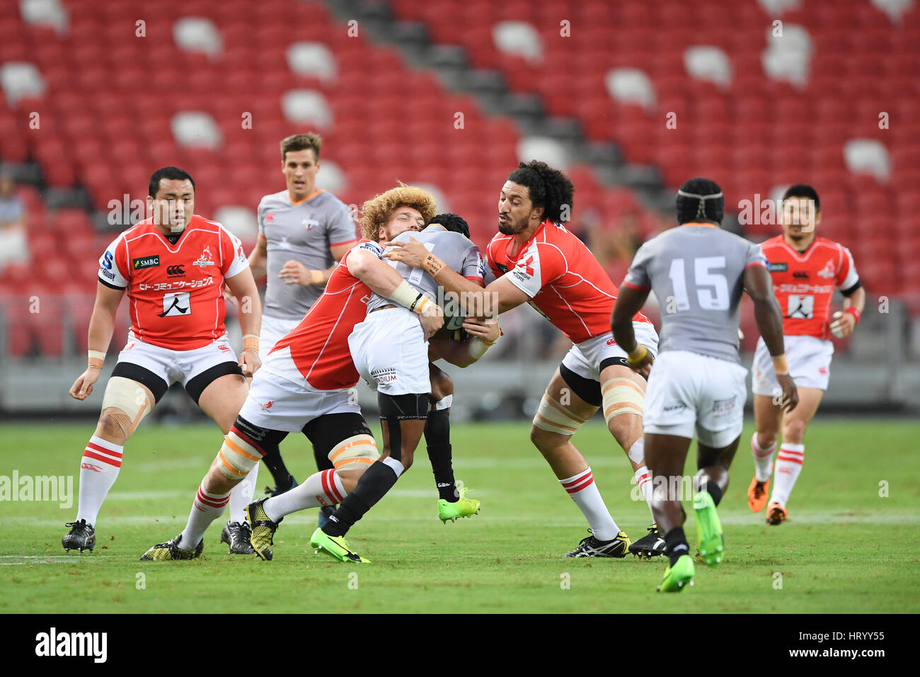 Singapore. 4th Mar, 2017. (L-R) Willem Britz, Sam Wykes (Sunwolves ...