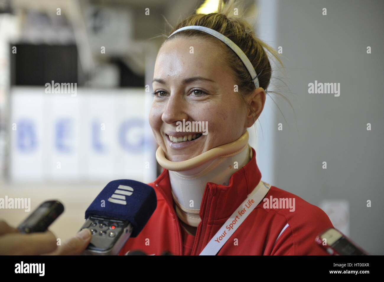 Belgrade, Serbia. 04th Mar, 2017. Injured Czech athlete Denisa Rosolova ...