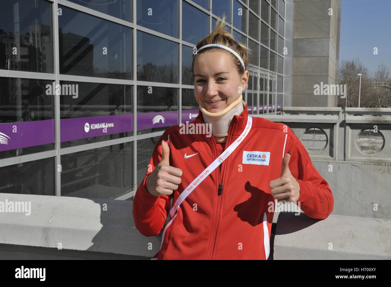 Belgrade, Serbia. 04th Mar, 2017. Injured Czech athlete Denisa Rosolova ...